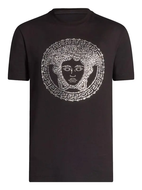 Versace Medusa-rhinestone T-shirt - Black
