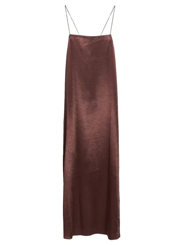Tibi Satin-crepe Midi Slip Dress - Chocolate