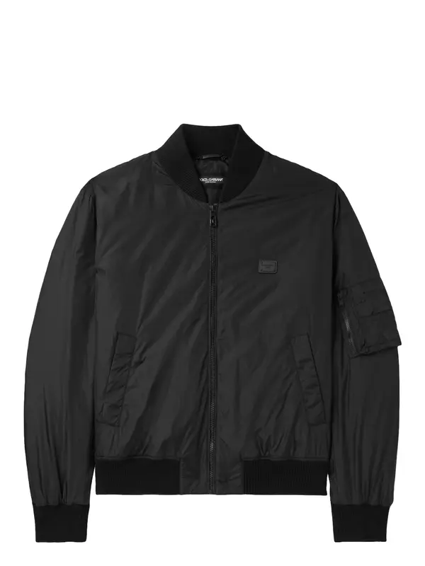Dolce & Gabbana Logo-appliquéd Shell Bomber Jacket - Black