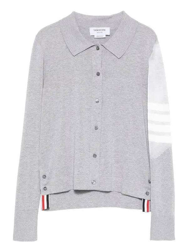 Thom Browne 4-bar Stripes Jersey Polo Shirt - Grey