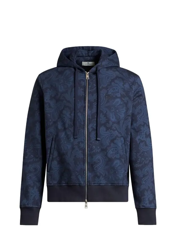 Etro Paisley-print Zip-up Hoodie - Blue