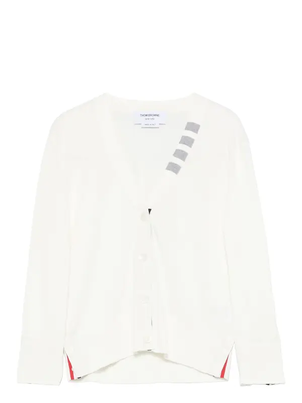 Thom Browne 4-bar Stripes Jersey Cardigan - White