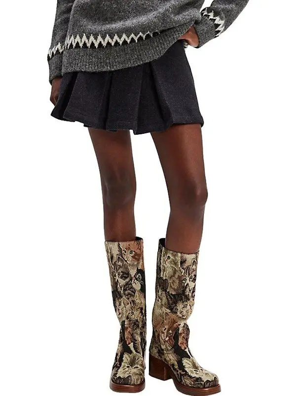 Jeffrey Campbell Whimsy Pull-on Boots - Cat Tapestry