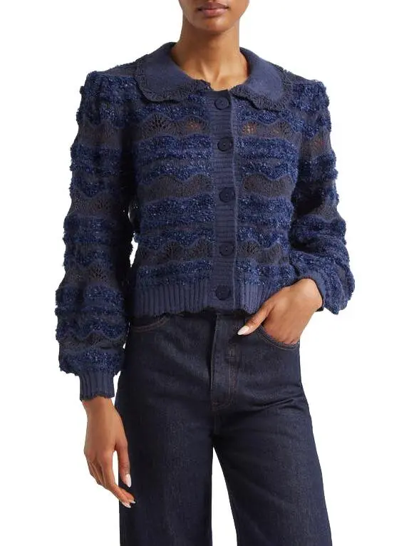 Farm Rio Mixed Stitches Cardigan - Blue