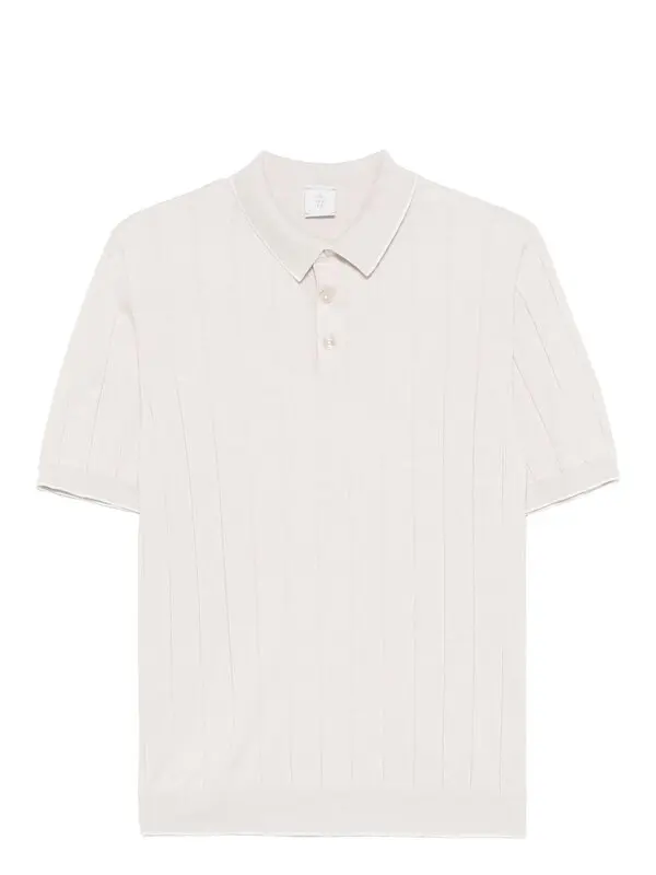 Eleventy Ribbed-knit Polo Shirt - Neutrals