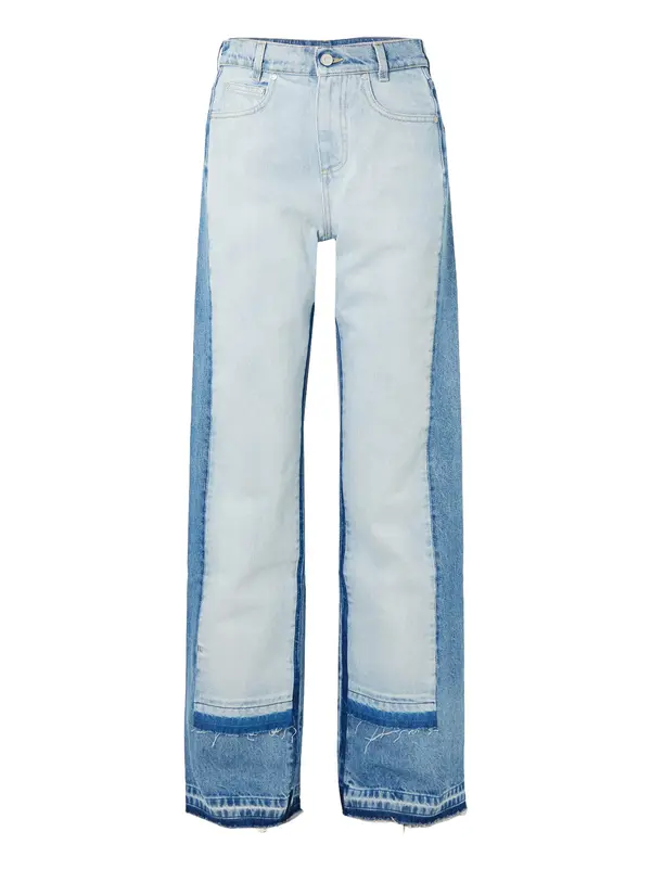 Stella McCartney Paneled Distressed Wide-leg Jeans - Blue