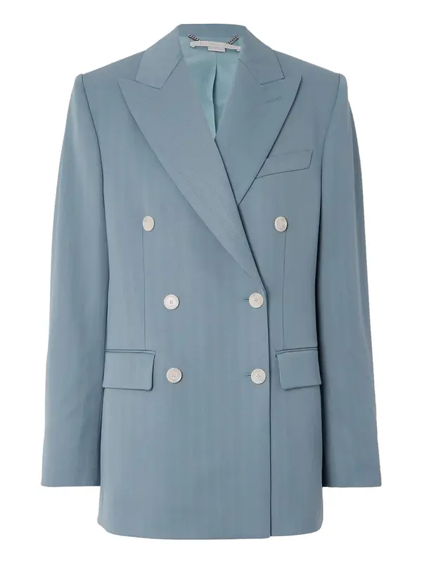 Stella McCartney Double-breasted Striped Wool-blend Blazer - Blue