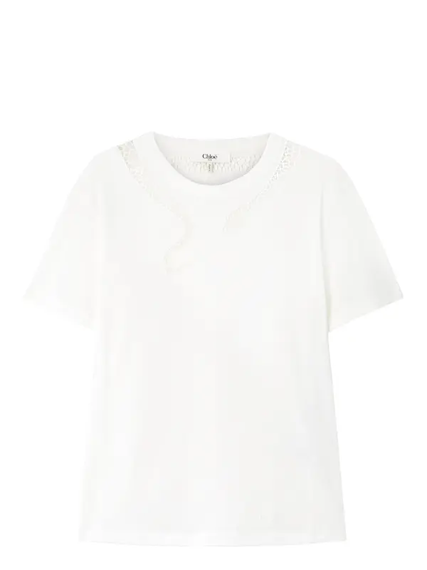 Chloé Crochet-trimmed T-shirt - White