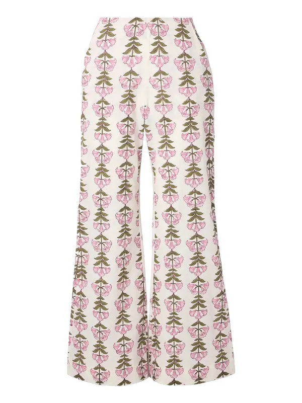 Alix Of Bohemia Charlie Floral-print Flared Pants - White