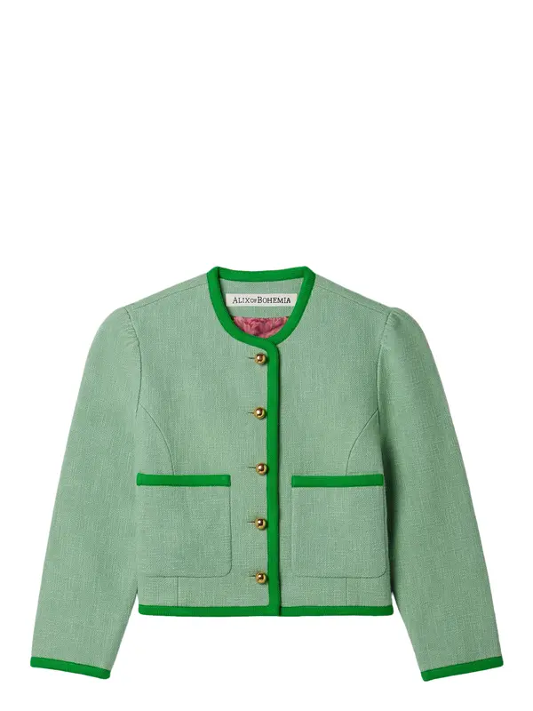 Alix Of Bohemia Dorian Cropped Cotton-canvas Jacket - Green