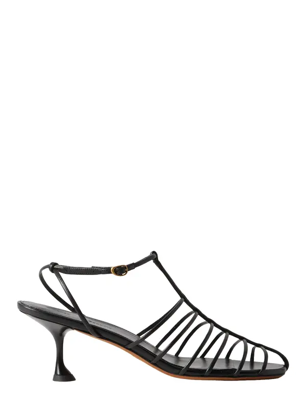 Proenza Schouler Tee Cage Leather Sandals - Black