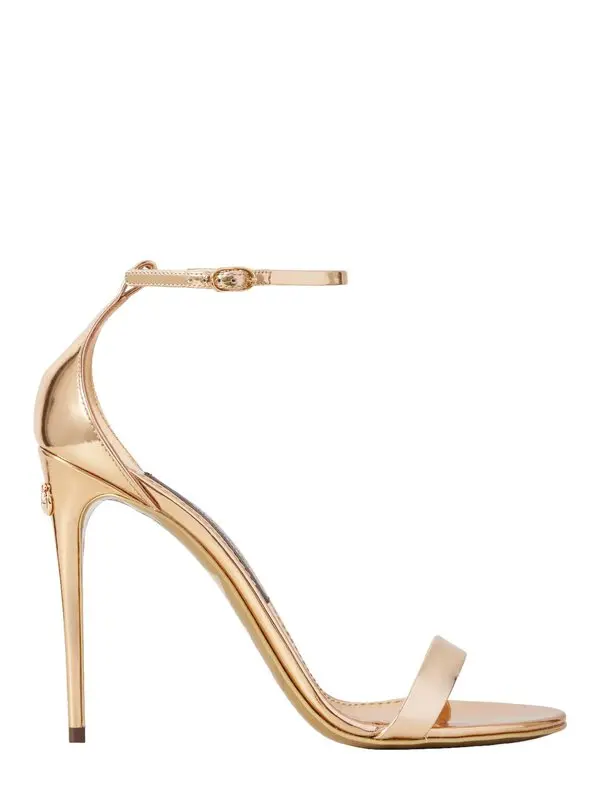 Dolce & Gabbana Mirrored-leather Sandals - Gold