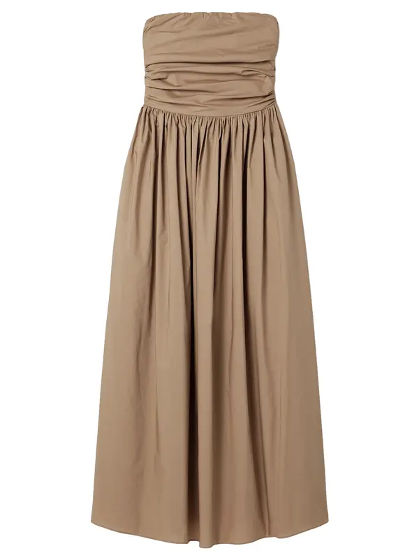 Matteau Strapless Gathered Midi Dress - Neutrals