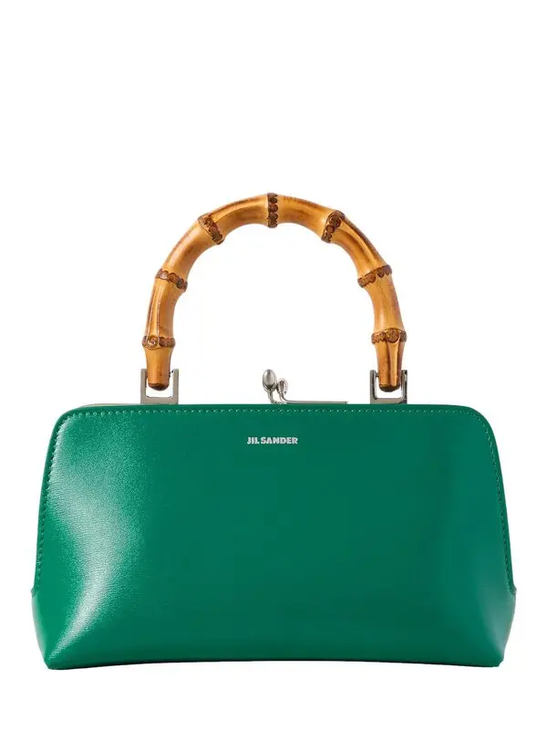 JIL SANDER Mini Bamboo And Leather Tote - Green