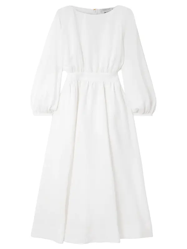 Gabriela Hearst Ahmose Gathered Linen Maxi Dress - White