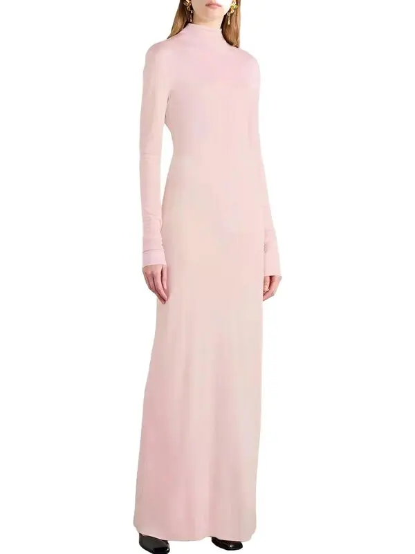 Khaite Norla Jersey Turtleneck Gown - Pink