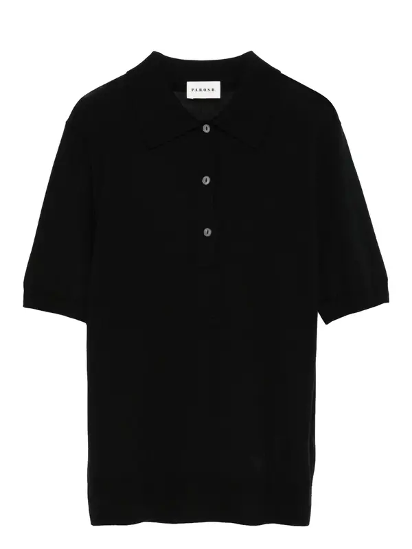 P.a.r.o.s.h Fine-knit Polo Top - Black