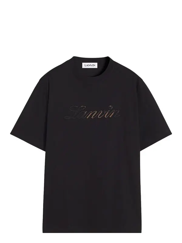 LANVIN Logo-embroidered T-shirt - Black