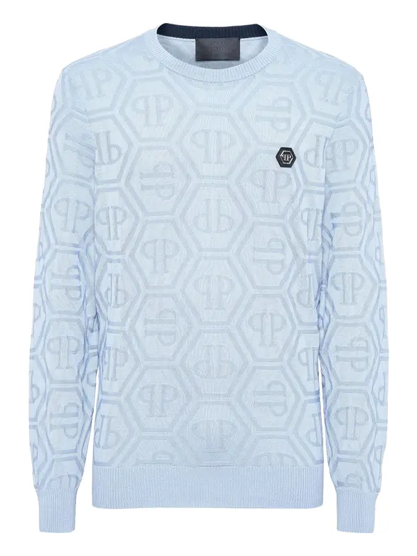 Philipp Plein Monogram-jacquard Jumper - Blue