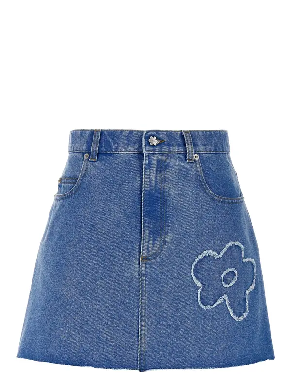 Marni Floral-appliqué Mini Skirt - Blue