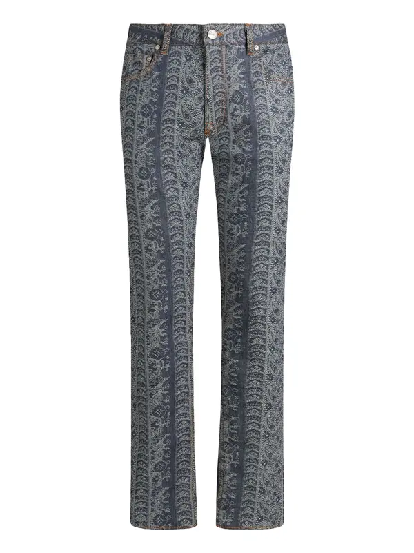 Etro Jacquard Paisley Jeans - Blue