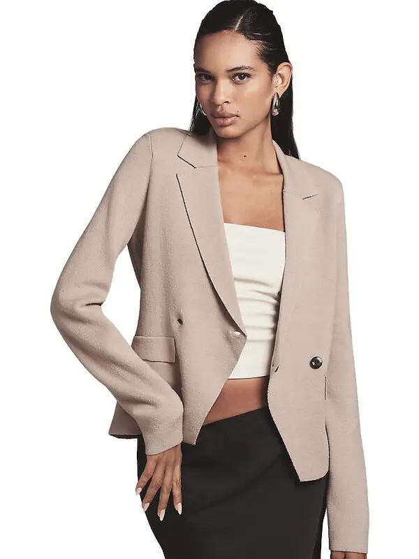 Maeve Knit Blazer Jacket - Oatmeal Mink