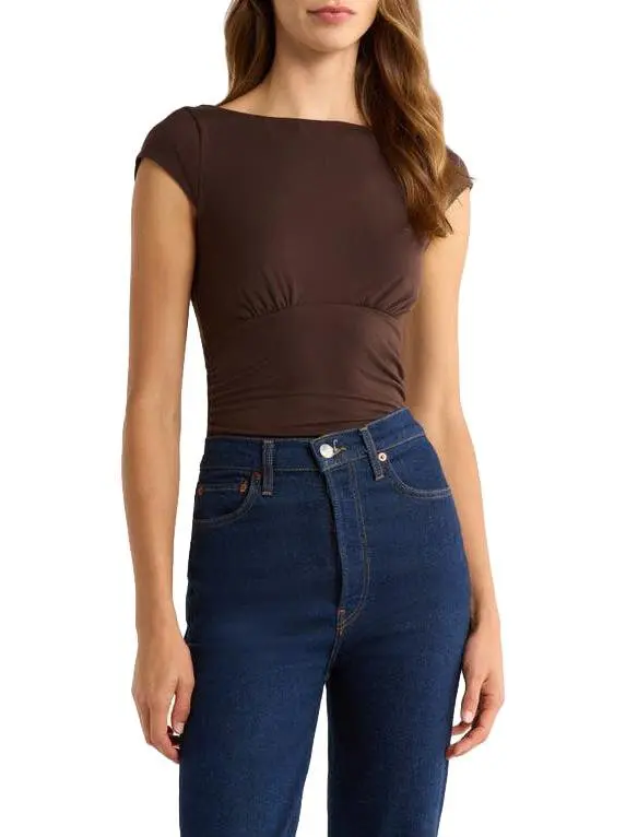 REFORMATION Madelyn Stretch Knit Top - Mole