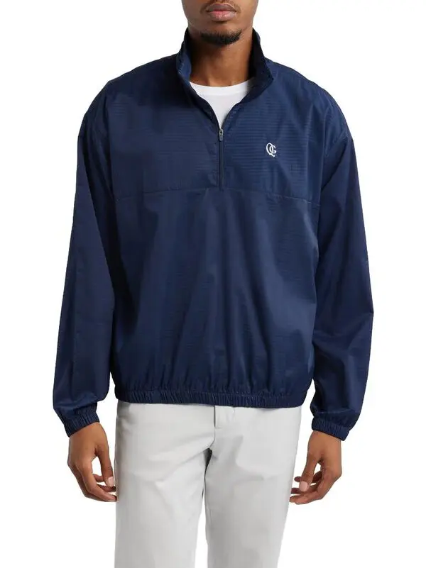 QUIET GOLF Monogram Quarter Zip Shell - Navy