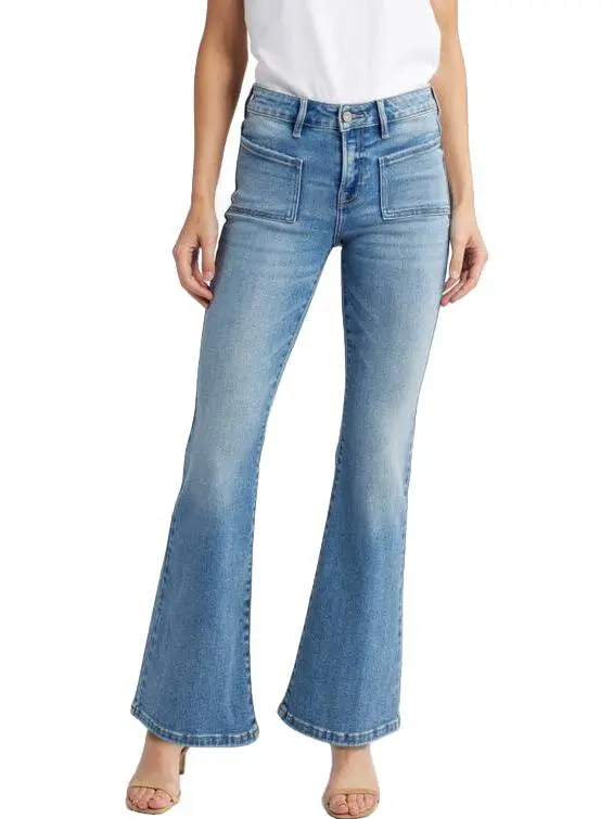 HIDDEN JEANS Patch Pocket Flare Jeans - Medium Wash