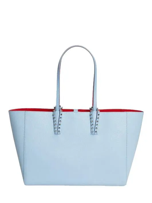 CHRISTIAN LOUBOUTIN Small Cabata Soft Leather Tote - 4396 Ceruleo/silver