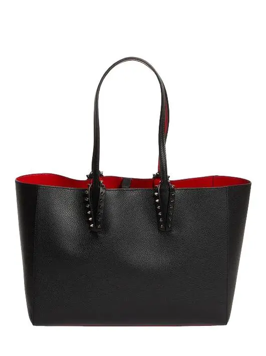 CHRISTIAN LOUBOUTIN Small Cabata Soft Leather Tote - B078 Black/ Gun Metal