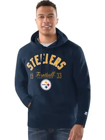 STARTER Pittsburgh Steelers Pullover Hoodie - Navy