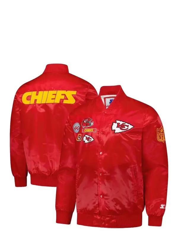 STARTER Kansas City Chiefs Satin Varsity Jacket - Red