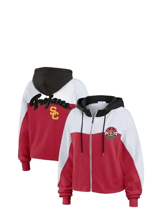 WEAR BY ERIN ANDREWS Usc Trojans Color-block Full-zip Hoodie - Cardinal
