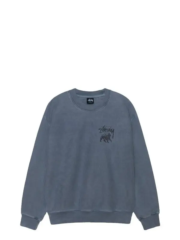StÜssy Rasta Lion Pigment Dyed Crew - Navy Blue