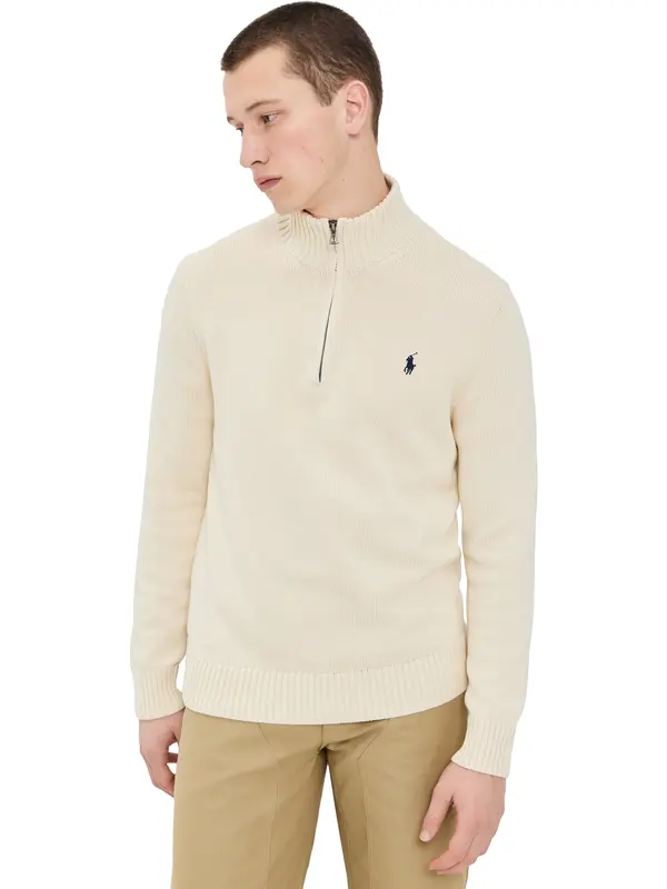 Ralph Lauren Cotton Half Zip Sweater - Andover Cream