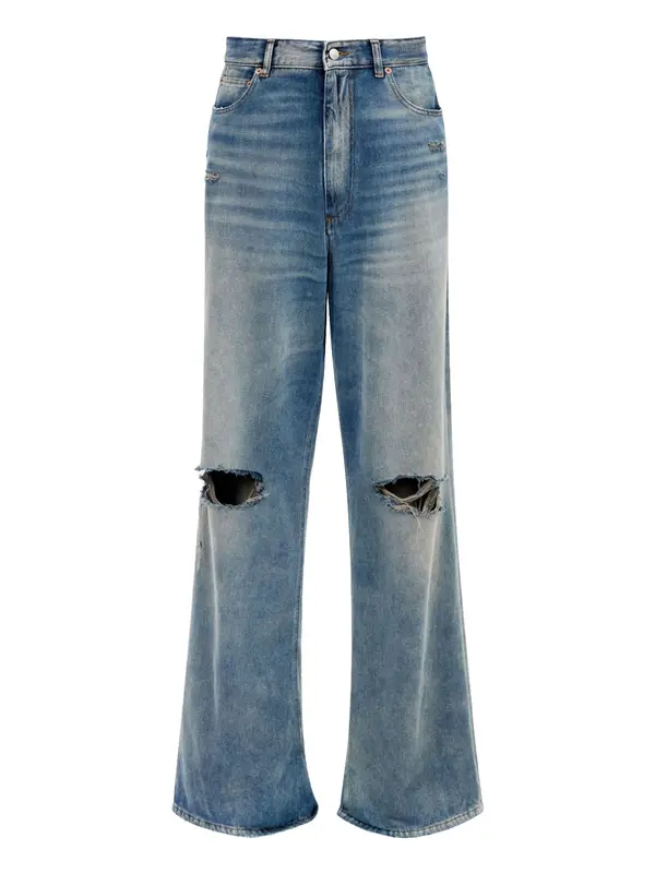 MAISON MARGIELA Ripped Wide-leg Jeans - Blue