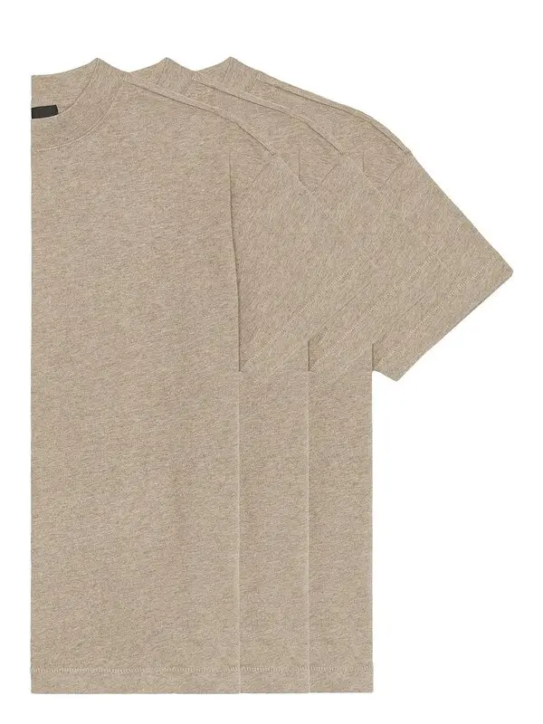Fear Of God 3 Pack Essential Tee In Taupe - Heather Gray