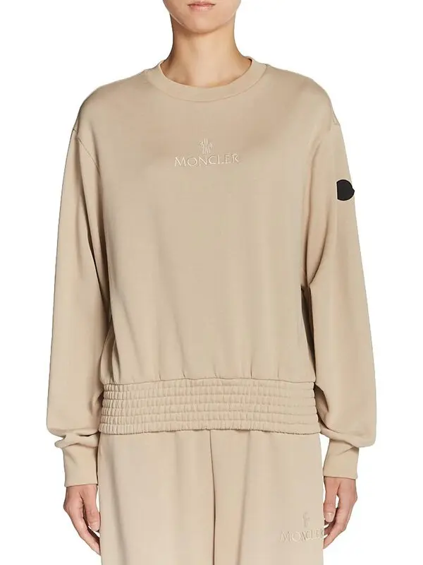 Moncler Smocked Hem Sweatshirt - Beige