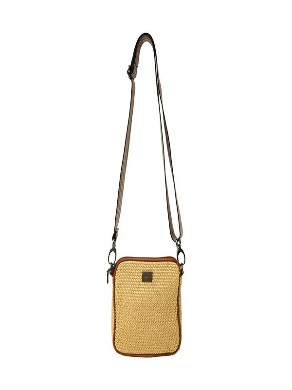 THINK ROYLN Busy Signal Crossbody Bag - Dune Raffia W/saddle Trim/black/ivory/camel/polished Dune Web