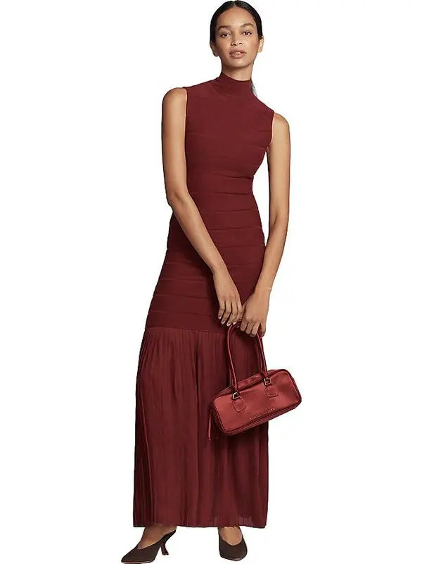 BLITHE Fitted Twofer Sweater Maxi Dress - Red