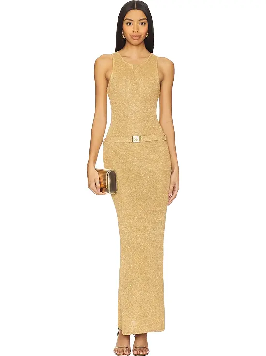 ASTA RESORT Natalia Belted Dress - Gold Sequin