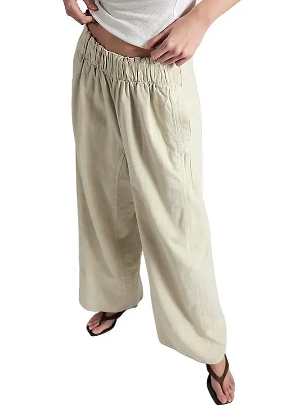 Free People Day's End Linen Pull-on Pants - Summer Sand