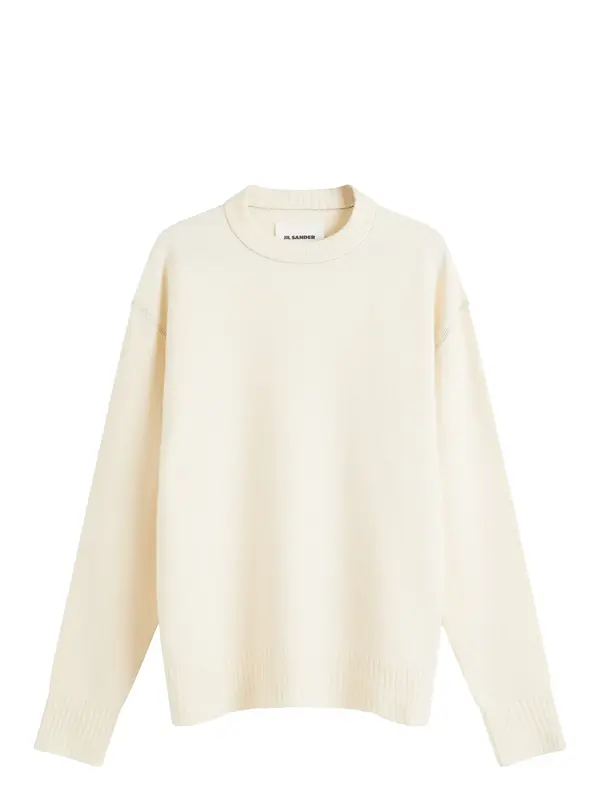 JIL SANDER Contrast Stitch Merino Wool Knit - Cornsilk