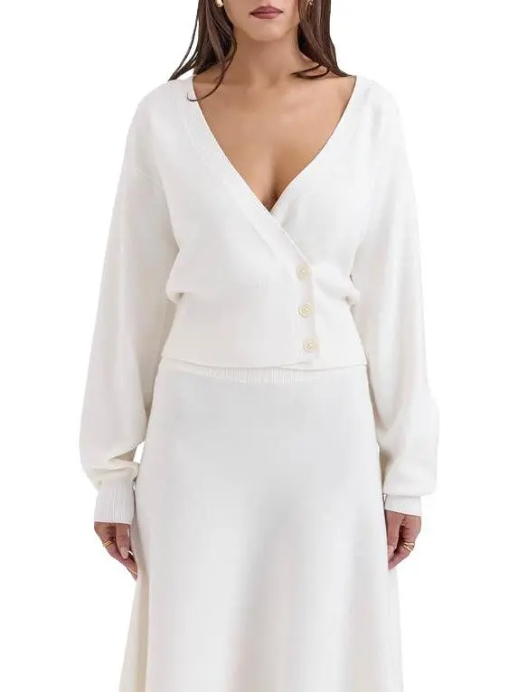 House Of Cb Rowan Balloon Sleeve Cardigan - Ivory