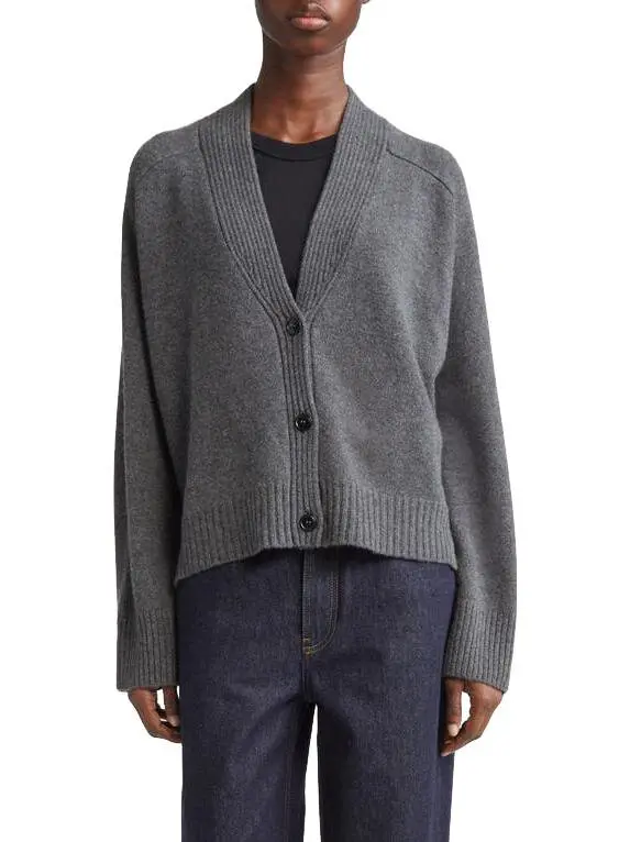 Loulou De Saison Kaia Cashmere V-neck Cardigan - Anthracite Melange