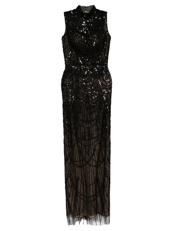 SAIID KOBEISY Beaded Gown - Black