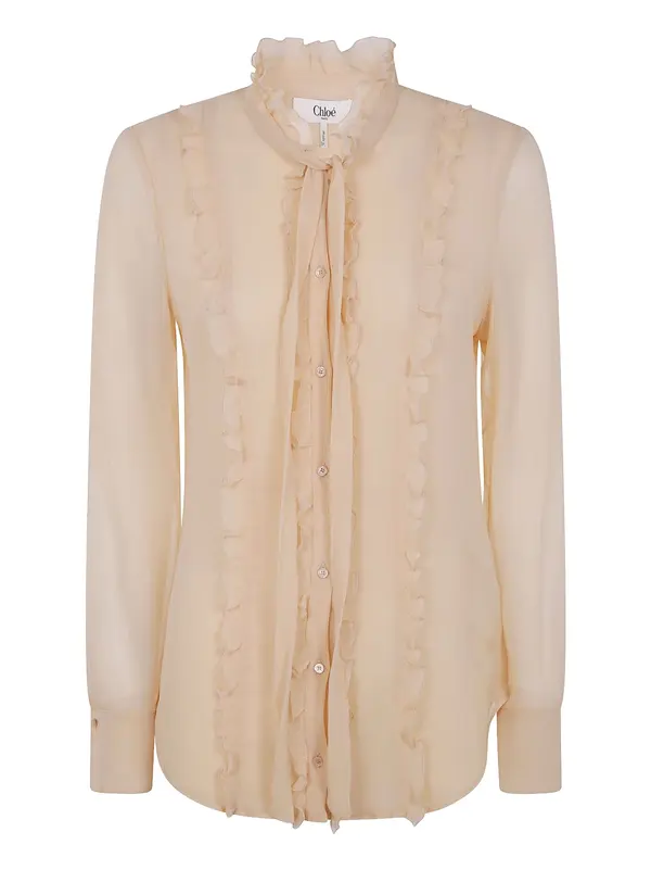 Chloé Ruffled Fitted Blouse - Neutrals