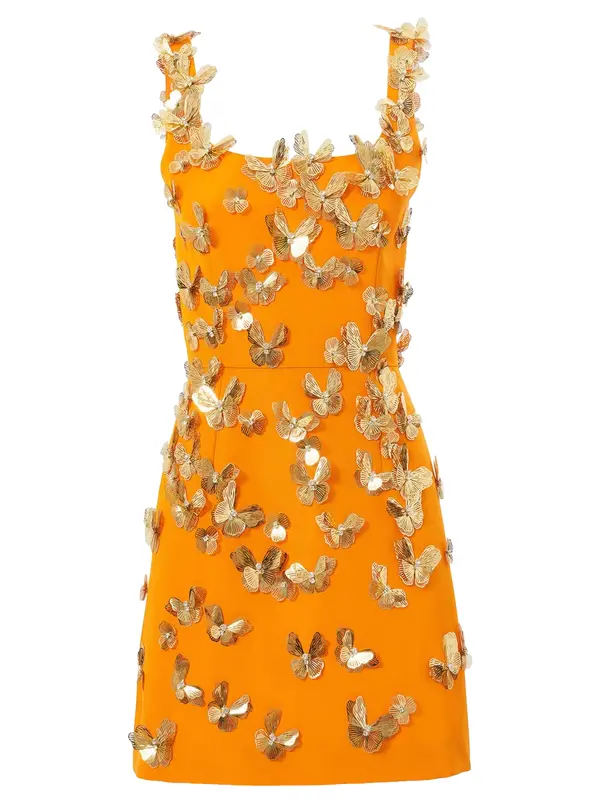 Carolina Herrera Butterfly-embellished Mini Dress - Orange