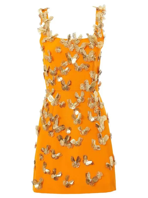 Carolina Herrera Butterfly-embellished Mini Dress - Orange
